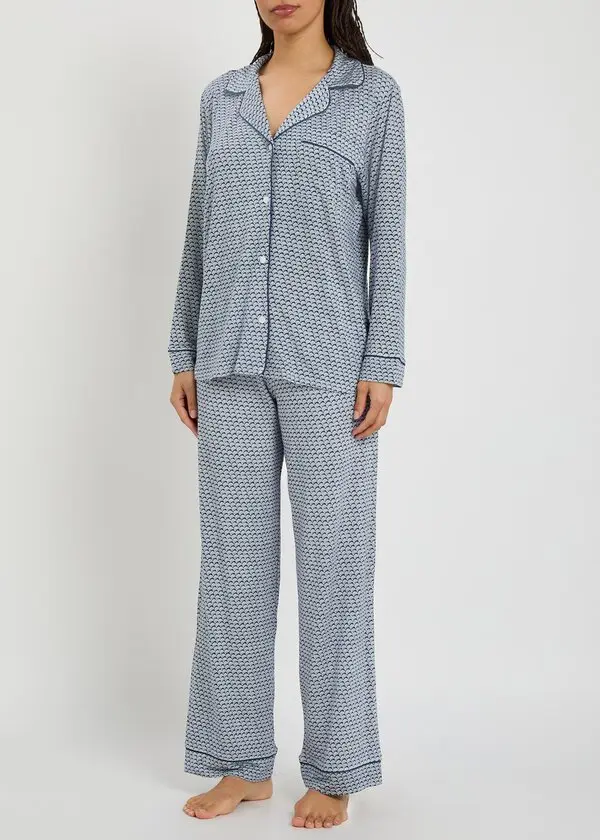 Eberjey Gisele Printed Jersey Pyjama Set - Navy