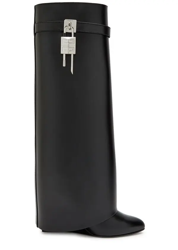 Givenchy Shark Lock 90 Leather Knee-high Boots - Black