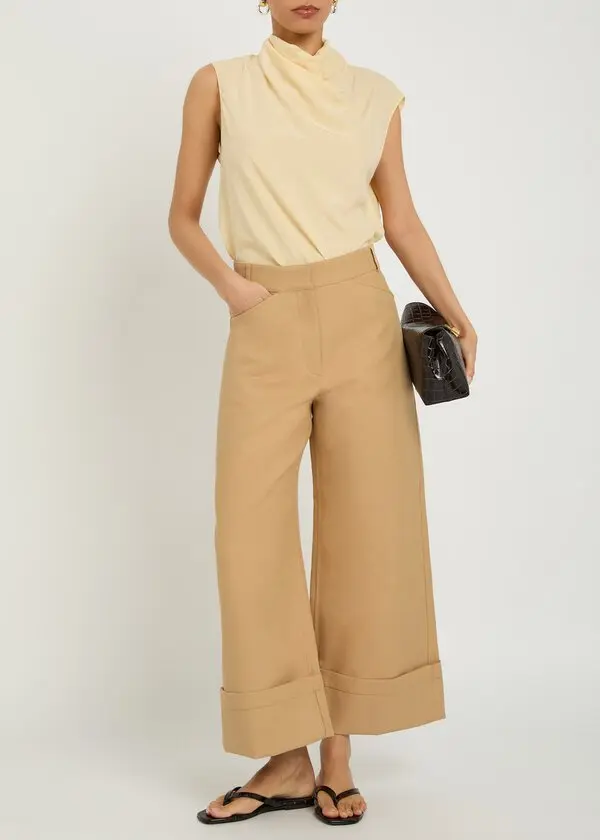 Another Tomorrow Turn-up Cuff Wide-leg Trousers