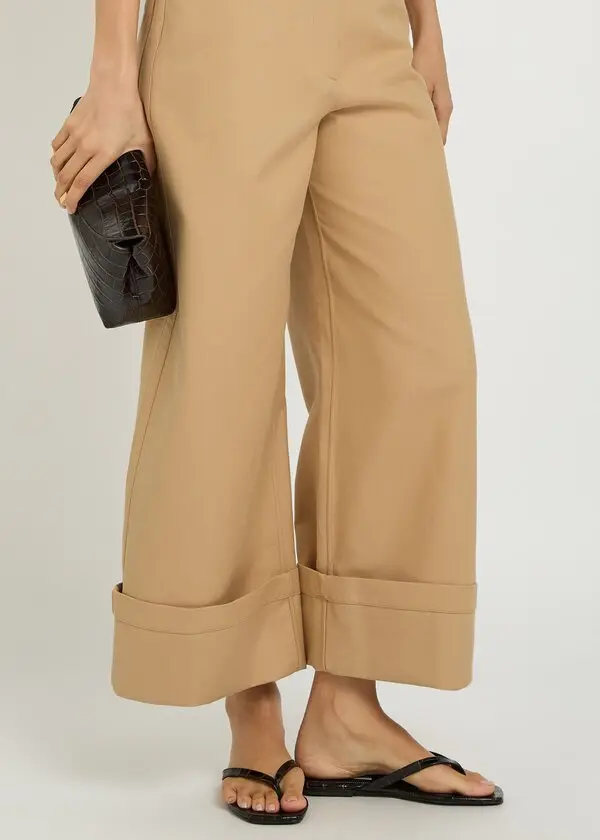 Another Tomorrow Turn-up Cuff Wide-leg Trousers