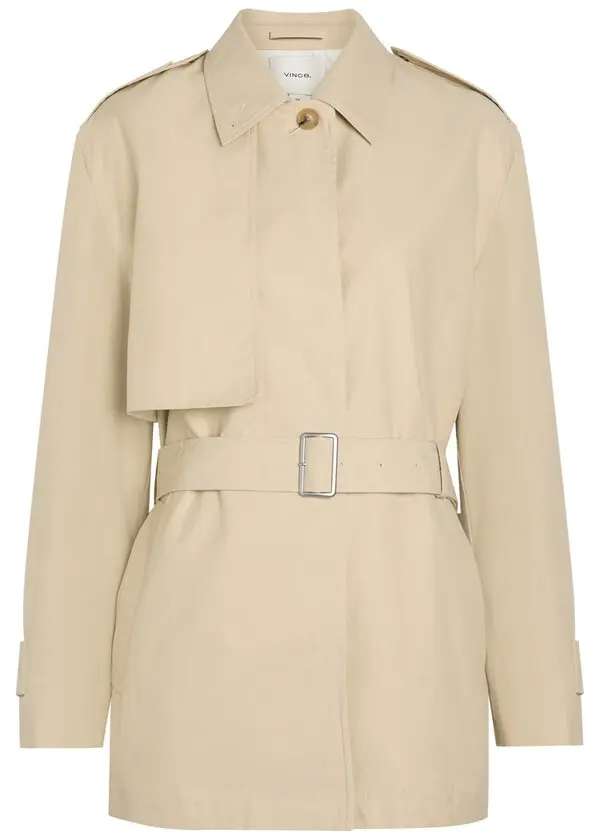 Vince Belted Cotton-blend Poplin Trench Jacket - Yellow