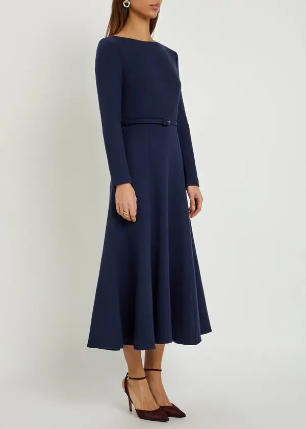 Roland Mouret Belted Wool Midi Dress