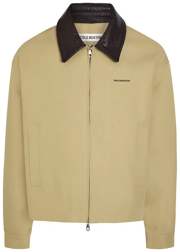 COLE BUXTON Leather Collar Cotton Jacket - Sand