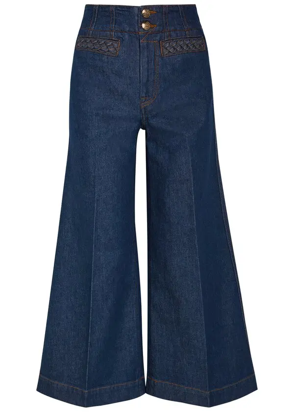 Zimmermann Aster Cropped Flared-leg Denim Jeans - Indigo
