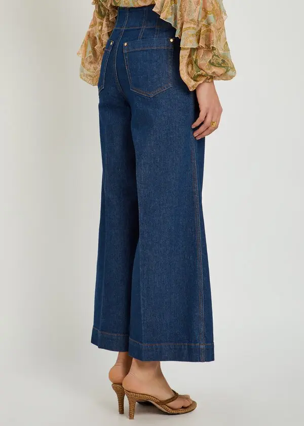Zimmermann Aster Cropped Flared-leg Denim Jeans