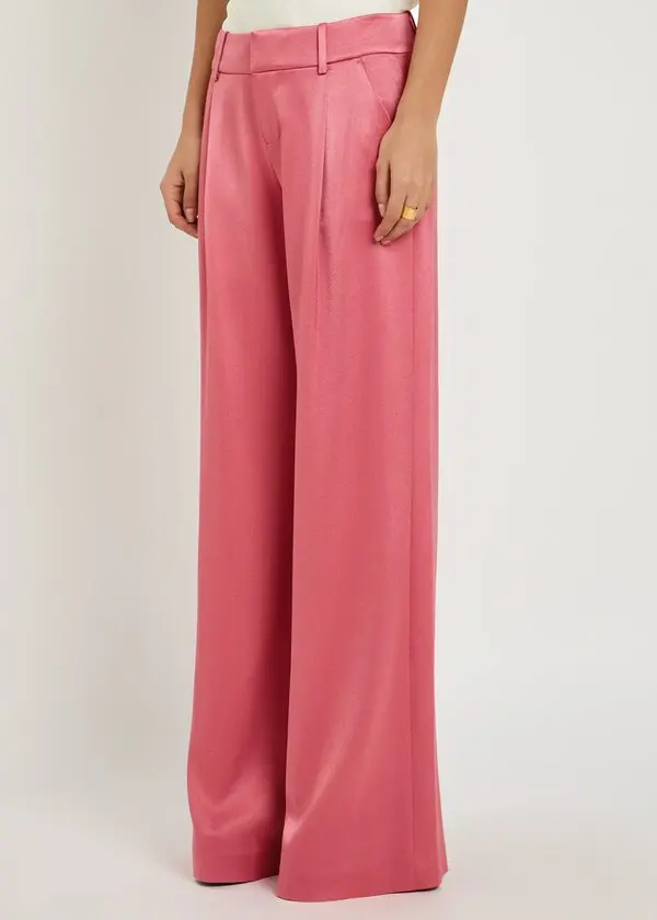 Alice + Olivia Eric Wide-leg Satin Trousers