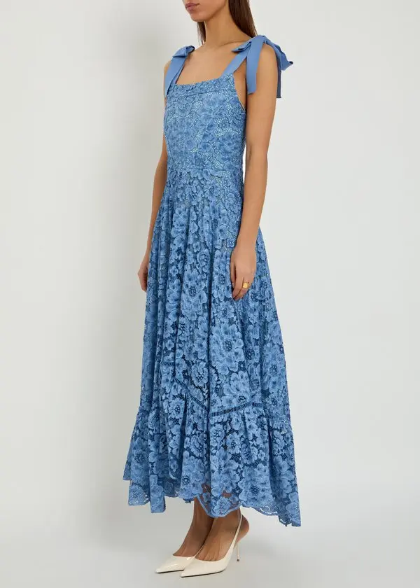 Alice + Olivia Rosalee Guipure-lace Midi Dress - Indigo