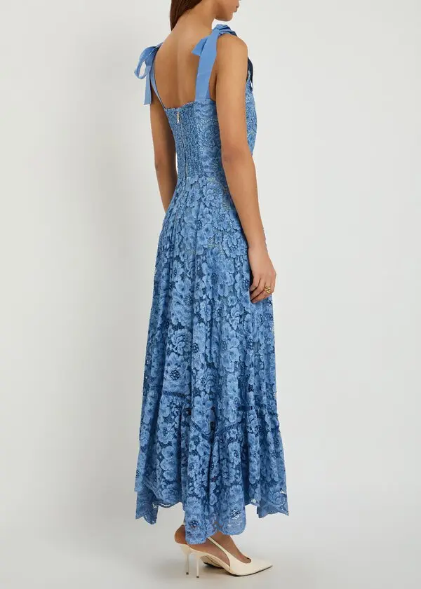 Alice + Olivia Rosalee Guipure-lace Midi Dress - Indigo
