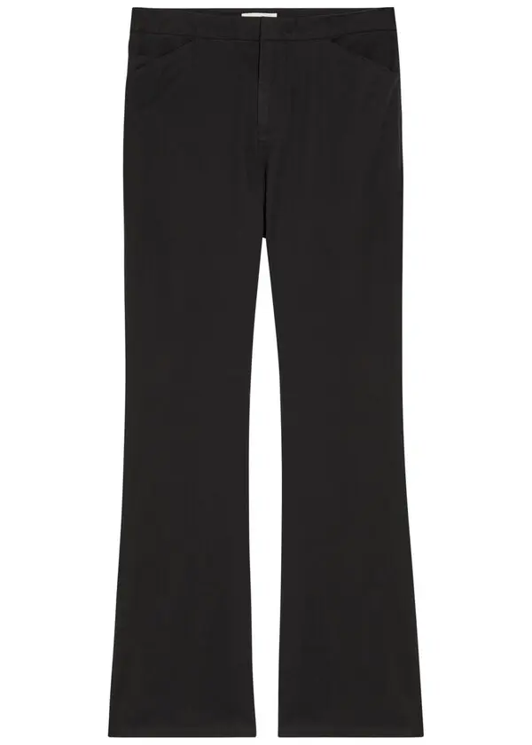 Vince Flared-leg Stretch-cotton Trousers - Black