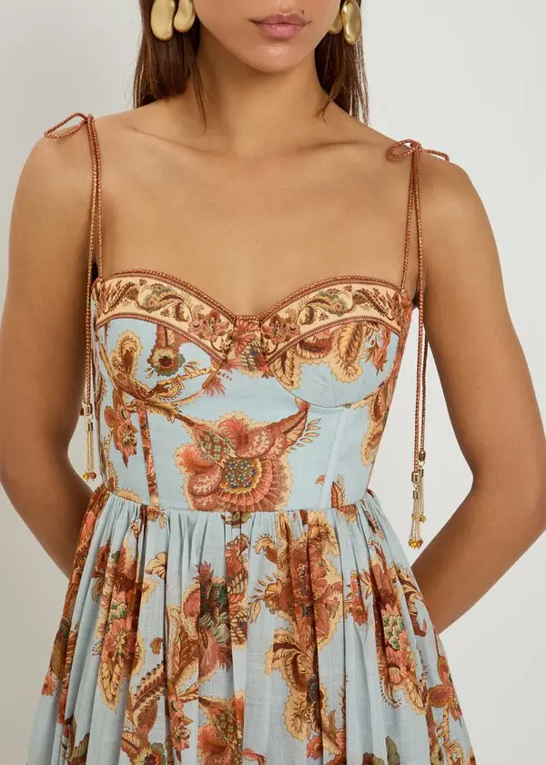 Zimmermann Aster Corset Midi Dress - Blue