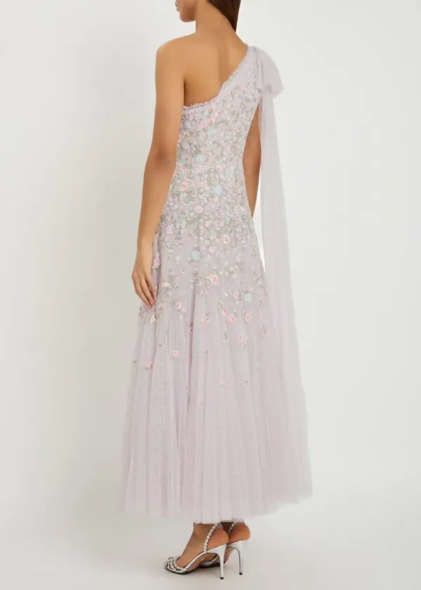 NEEDLE & THREAD Floral-embroidered Tulle Gown