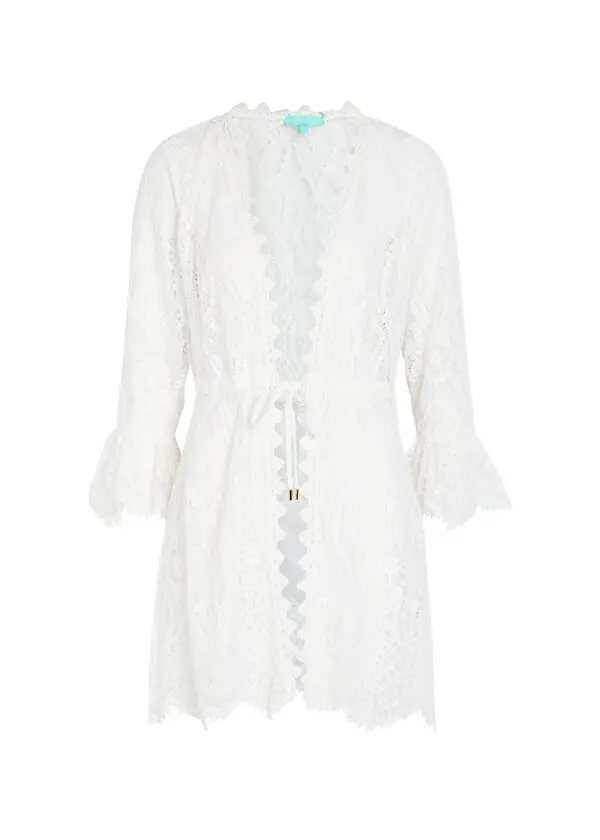 Melissa Odabash Naia Lace Cover-up Mini Dress - White