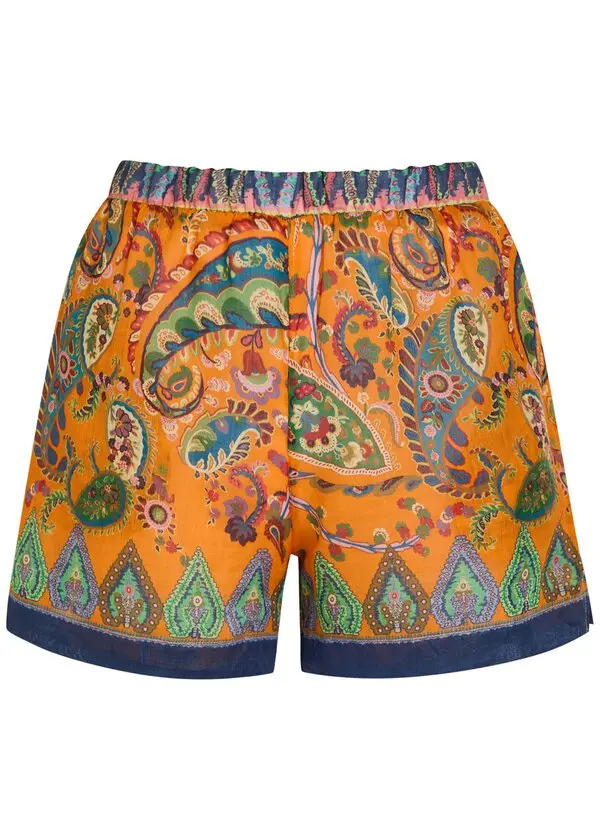 Etro Paisley-print Ramie Shorts - Orange