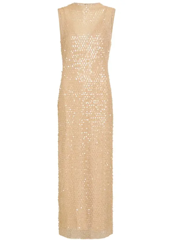 Shona Joy Everly Sequin-embellished Maxi Dress - Beige