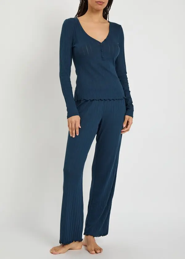 Eberjey Pointelle-knit Henley Top