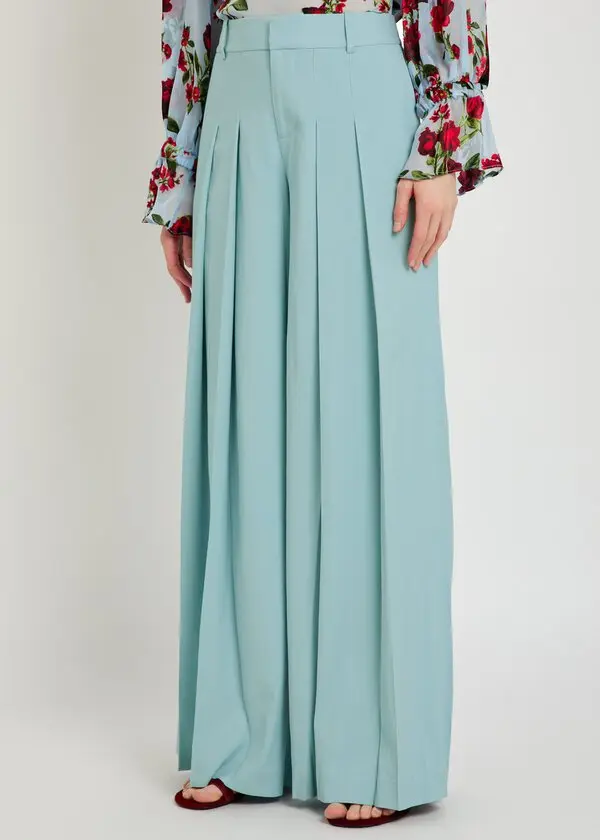 Alice + Olivia Blaire Pleated Wide-leg Trousers - Blue