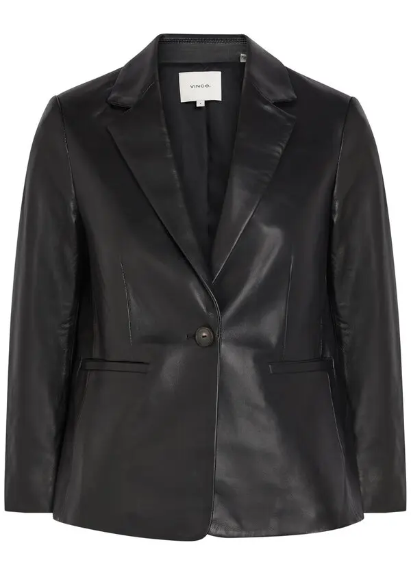 Vince Shrunken Leather Blazer - Black