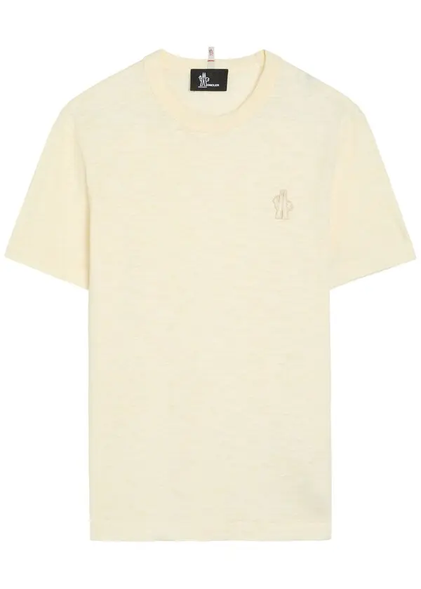 Moncler Logo-appliquéd Cotton T-shirt - Ivory