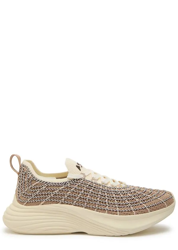 Apl Zipline Embroidered Knit Sneakers - Brown