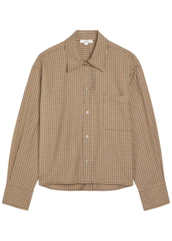 Vince Checked Cotton-blend Shirt - Beige