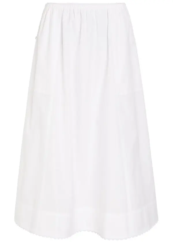 Vince Scalloped Cotton Midi Skirt - White