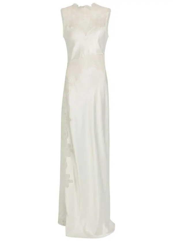 Shona Joy Stratus High-neck Lace Satin Maxi Dress - Ivory