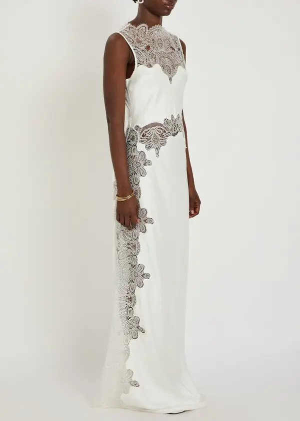Shona Joy High-Neck Stratus Lace Maxi Dress - Ivory | Editorialist