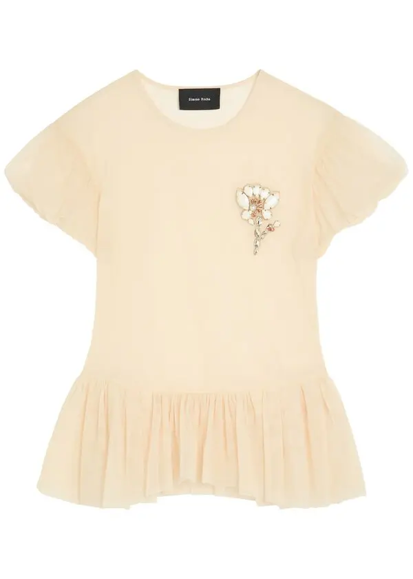 Simone Rocha Ballet Embellished Chiffon Blouse - Nude