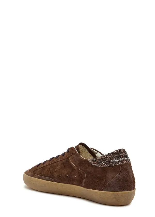 GOLDEN GOOSE Super-star Glittered Suede Sneakers - Brown