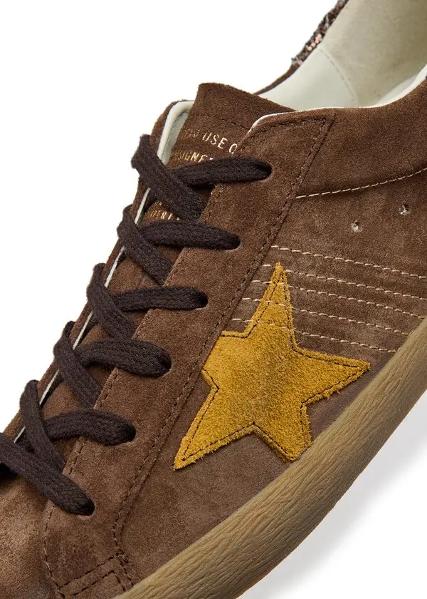 GOLDEN GOOSE Super-star Glittered Suede Sneakers - Brown