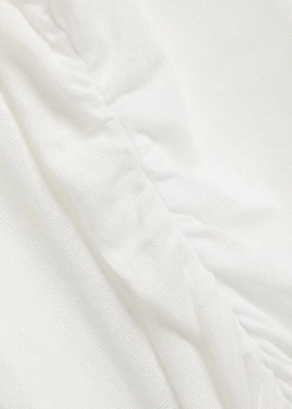 AKYN Ruched Sheer Fine-knit Top