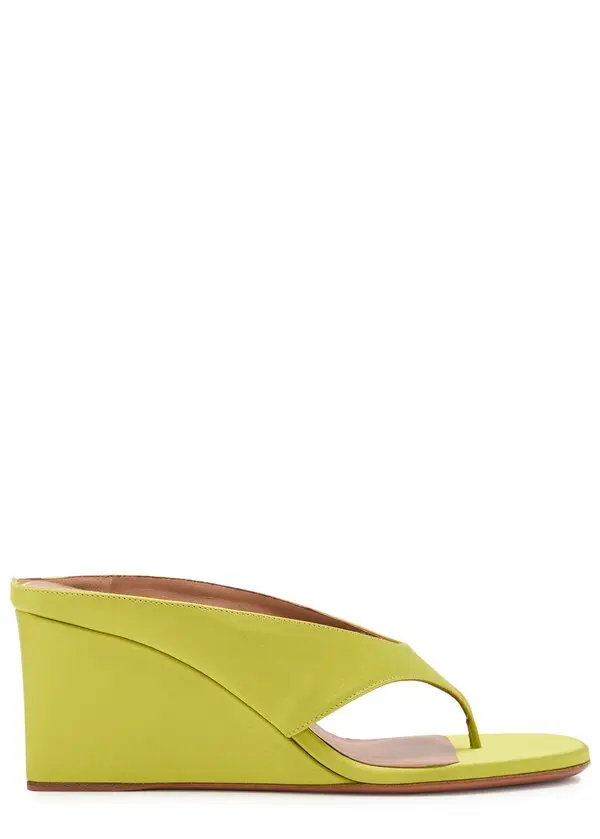 Alaïa 75 Satin Wedge Mules - Green