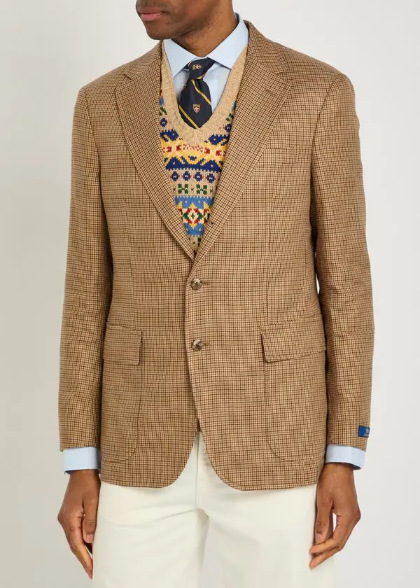 Polo Ralph Lauren Houndstooth Linen-blend Blazer