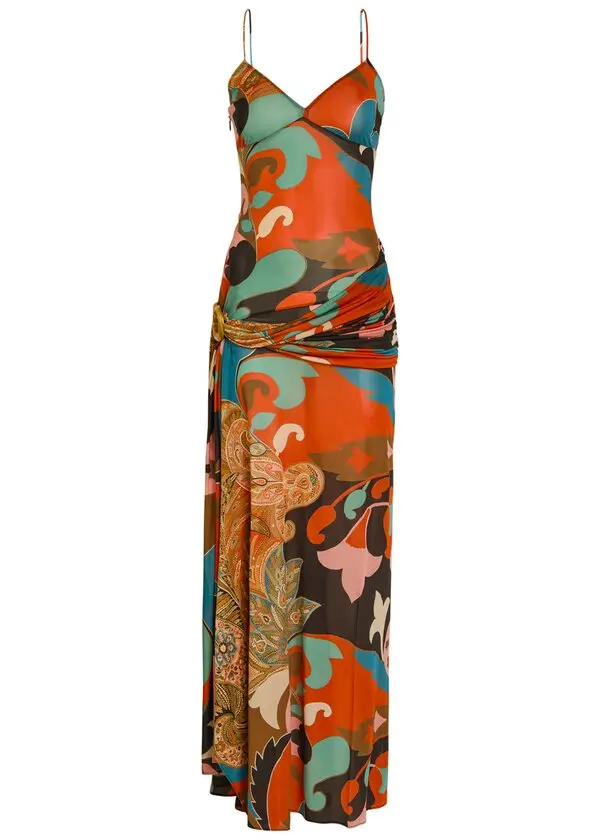 Etro Printed Mesh-jersey Maxi Dress - Multicoloured