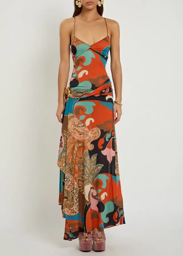 Etro Printed Mesh-jersey Maxi Dress