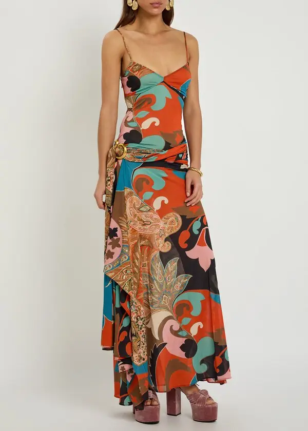 Etro Printed Mesh-jersey Maxi Dress