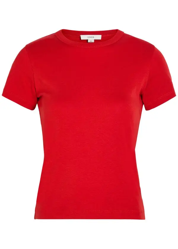 Vince Shrunken 90s Cotton And Modal-blend T-shirt - Red