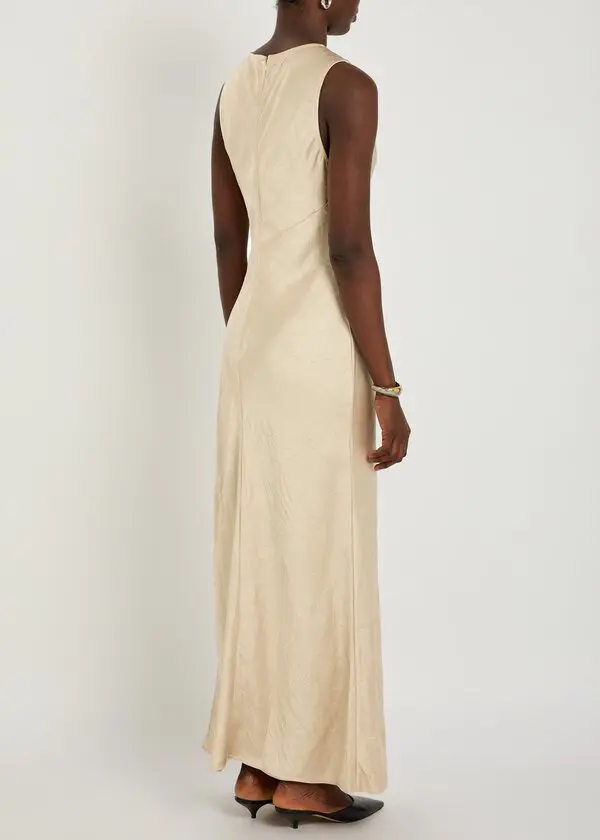 co crinkled satin maxi dress Shona Joy Crinkled Satin Maxi Dress - Beige