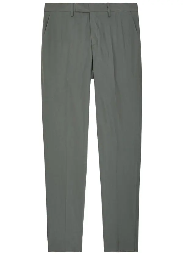 LARDINI Cotton And Silk-blend Trousers - Grey
