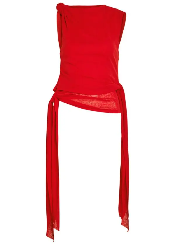 GANNI Cascading Mesh Top - Red
