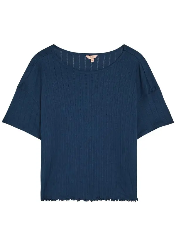 Eberjey Pointelle-knit T-shirt - Navy