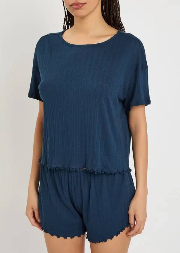 Eberjey Pointelle-knit T-shirt - Navy