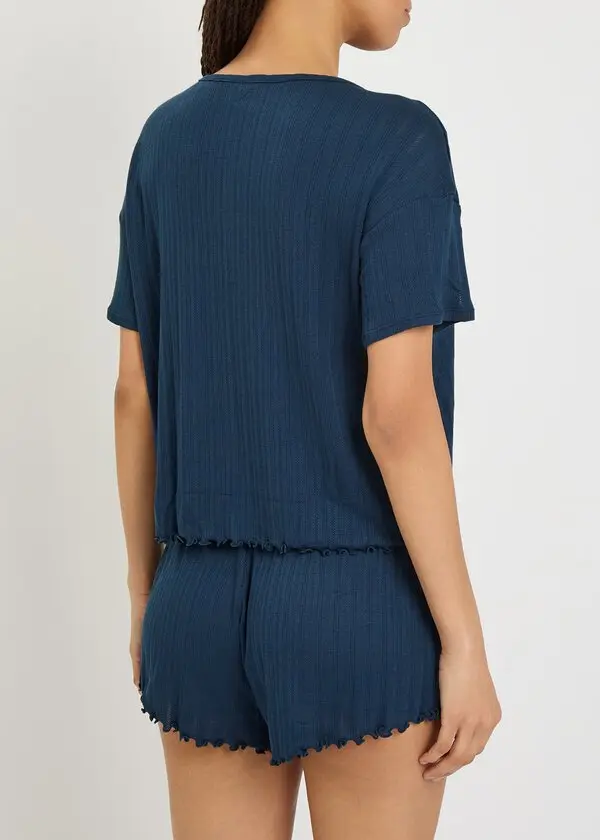 Eberjey Pointelle-knit T-shirt - Navy