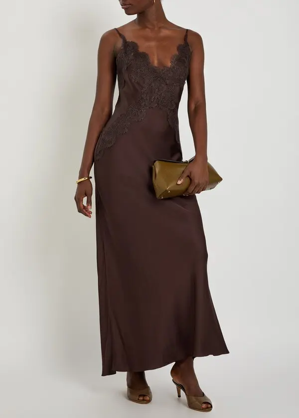 shona joy brown dress Shona Joy Jamila Lace Maxi Dress in Espresso