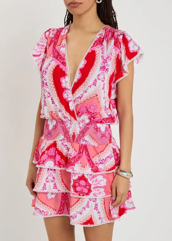 Melissa Odabash Printed Woven Mini Dress - Pink