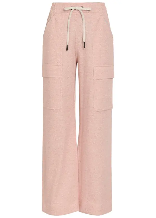 Moncler Logo-appliquéd Linen-blend Sweatpants - Light Pink