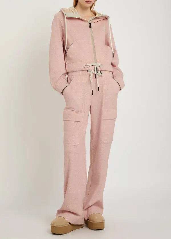 Moncler Logo-appliquéd Linen-blend Sweatpants - Light Pink