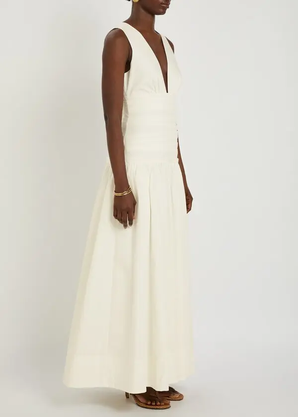 Shona Joy Campbell Gathered Cotton-blend Maxi Dress - Ivory