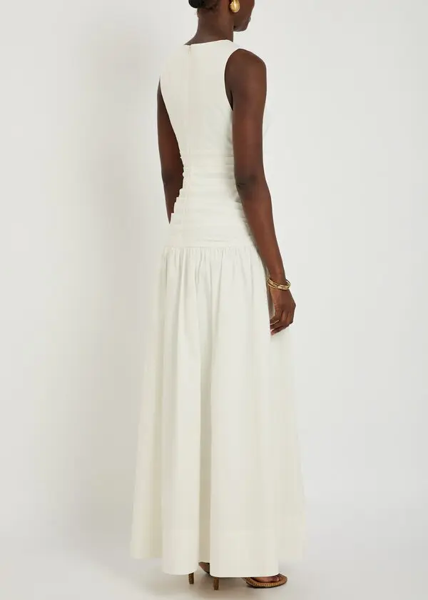 Shona Joy Campbell Gathered Cotton-blend Maxi Dress - Ivory