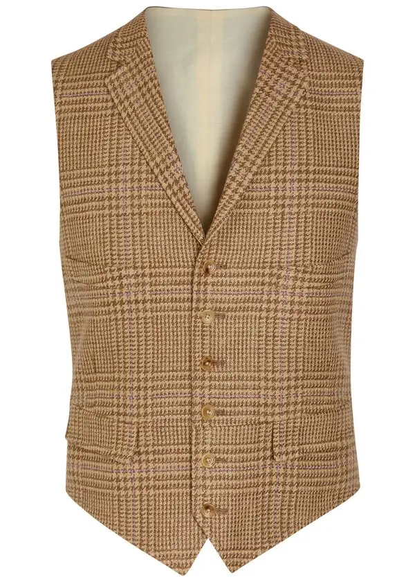 Polo Ralph Lauren Checked Linen-blend Waistcoat - Camel